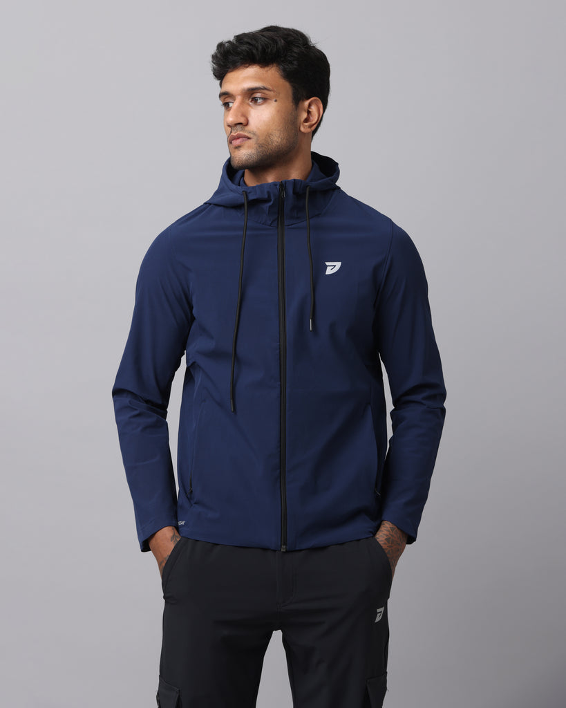 KA53 Water Resistant Wind Cheater Jacket with Hoodie | Blue – ka53mensclub