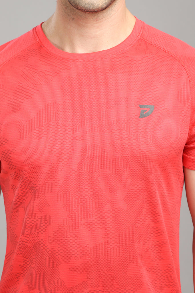 KA 53 Camouflage Round Neck Tshirt | Red – ka53mensclub