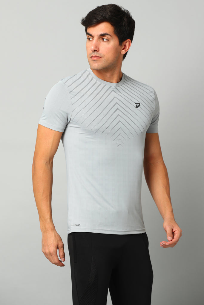 KA53 V Stipe DriFit Tshirt | Light Grey – ka53mensclub